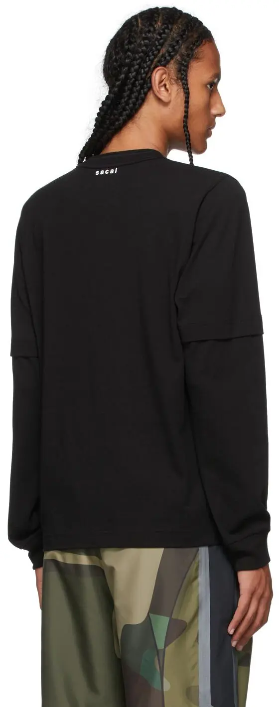 Sacai Black Kaws Edition Embroidery Long Sleeve T-Shirt - 003